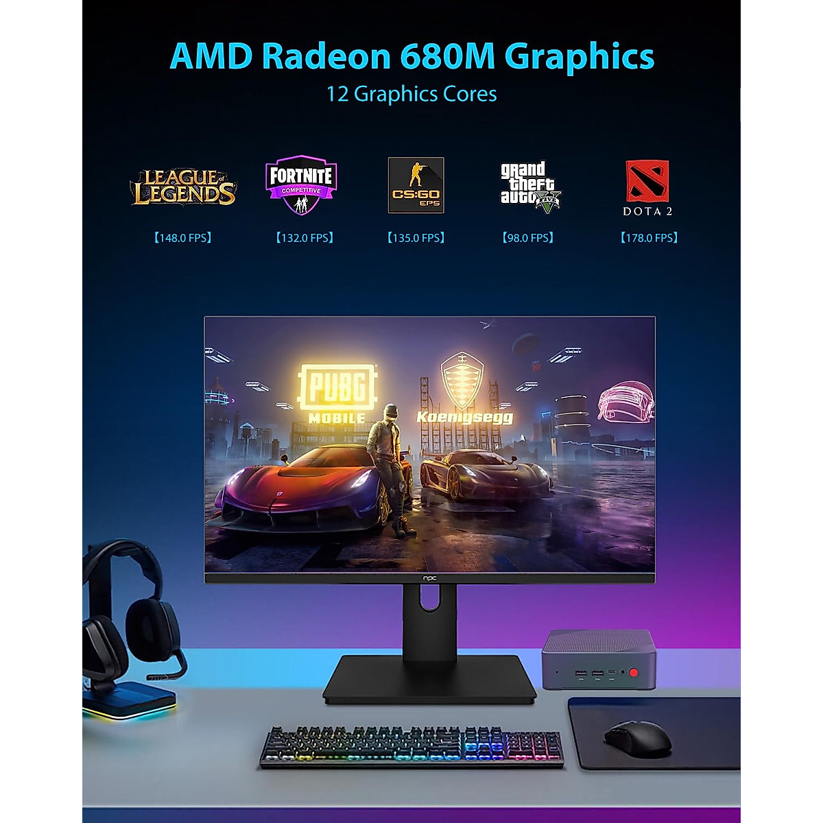 MOMENTPLUS Mini Gaming PC,AMD Ryzen 7 7735HS(Up to 4.75GHz) 32GB RAM 1TB SSD Mini Computers Windows 11 Pro, AMD Radeon 680M Micro PC Support 4K Triple Display/USB4/WiFi6/BT5.2