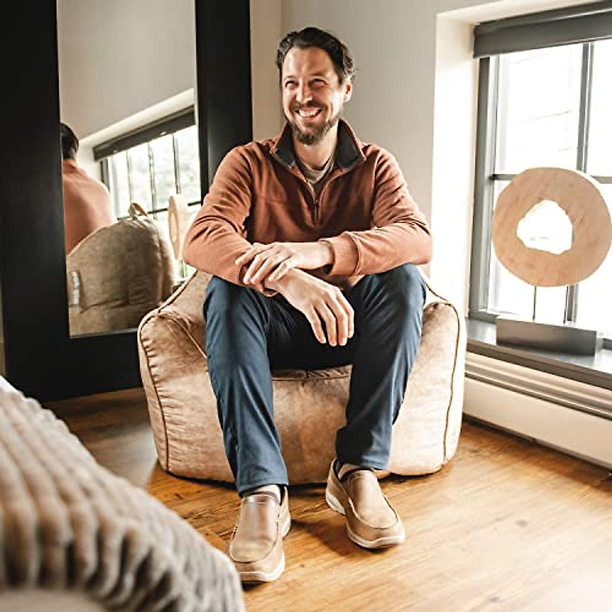 Big Joe Hug Bean Bag Chair, Caribou Hyde, Faux Polyester Blend, 3 feet