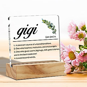 Gigi Gift Grandma Gifts From Grandchildren, Gigi Definition Desk Decor Grandma Best Gigi Acrylic Desk Plaque Sign with Wood Stand Home Office Desk Sign Keepsake