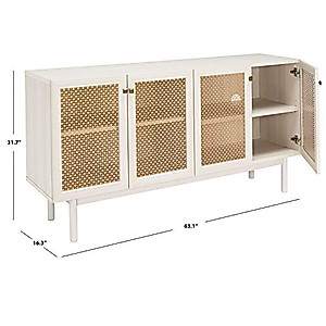 Safavieh Home Collection Piran White and Gold 4-Door 2-Shelf Media (65-inch Flat Screen) TV Stand