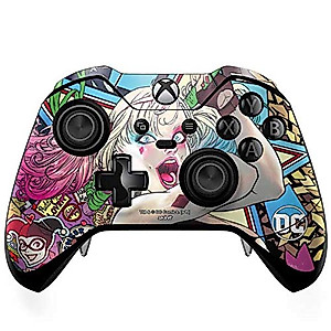 Skinit Decal Gaming Skin Compatible with Xbox One Elite Controller - Officially Licensed Warner Bros Colorful Harley Quinn Design