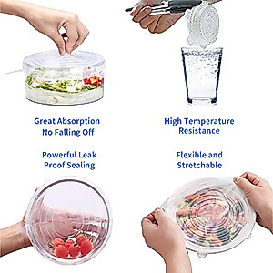 Firsting Silicone Stretch Lids, 18 Pack Reusable Silicone Lids, Silicone Bowl Covers, 6 Sizes Apply to Food Container, for Freezer & Microwave