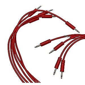 Starving Students Music Supplies Luigis Modular Supply Spaghetti Eurorack Patch Cables Package of 5 Red Cables, 24 60 cm