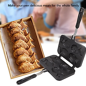 Taiyaki Fish Shaped Cake Pan, Non stick Waffle Cake Maker with Anti Scalding Handle, Pancake Baking Double Pan ,Non Stick