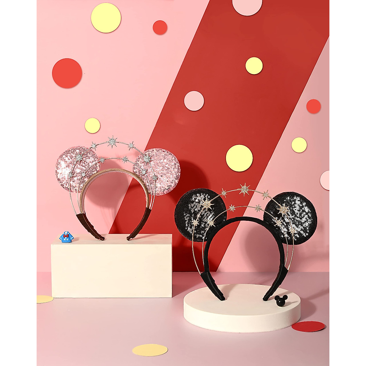 Zivyes Mickey Mouse Ears Star Halo Crown Headband Bopper Princess Decorations Cosplay Gold Headpiece Halloween Ears