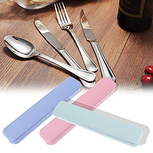 CHBC Portable Storage Box Flatware Tableware Travel Case Stationery Pens Spoon Fork (Blue)