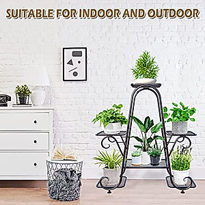 ZHAZHADI Plant Stand Metal Indoor Outdoor Multiple 6 Tier Tall Corner Flower Pot Holder Stands Shelf Rack Wrought Iron Tiered Planter Shelves for Patio, Living Room, Garden, Balcony, Black