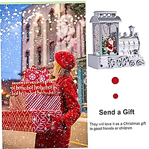 OSALADI 1Pc Christmas Lighted Water Lantern LED Lanterns Glitter Water Lantern Desk lamp Train Swirling Glittering Snow Globe krathong Snowball Holiday Lights Party Supplies to Rotate
