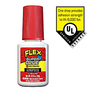 Flex Super Glue Liquid, Clear, 10 Gram Brush-On Bottle, (Pack of 1)