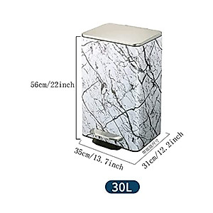 Trash Bin Trash Can Wastebasket Rubbish Recycle Bins Stainless Steel+PU Step Trash Can with Plastic Inner Buckets with Soft Close Lid,Foot Pedal Garbage Can Waste Bin (Color : OneColor, Size : 30L/7