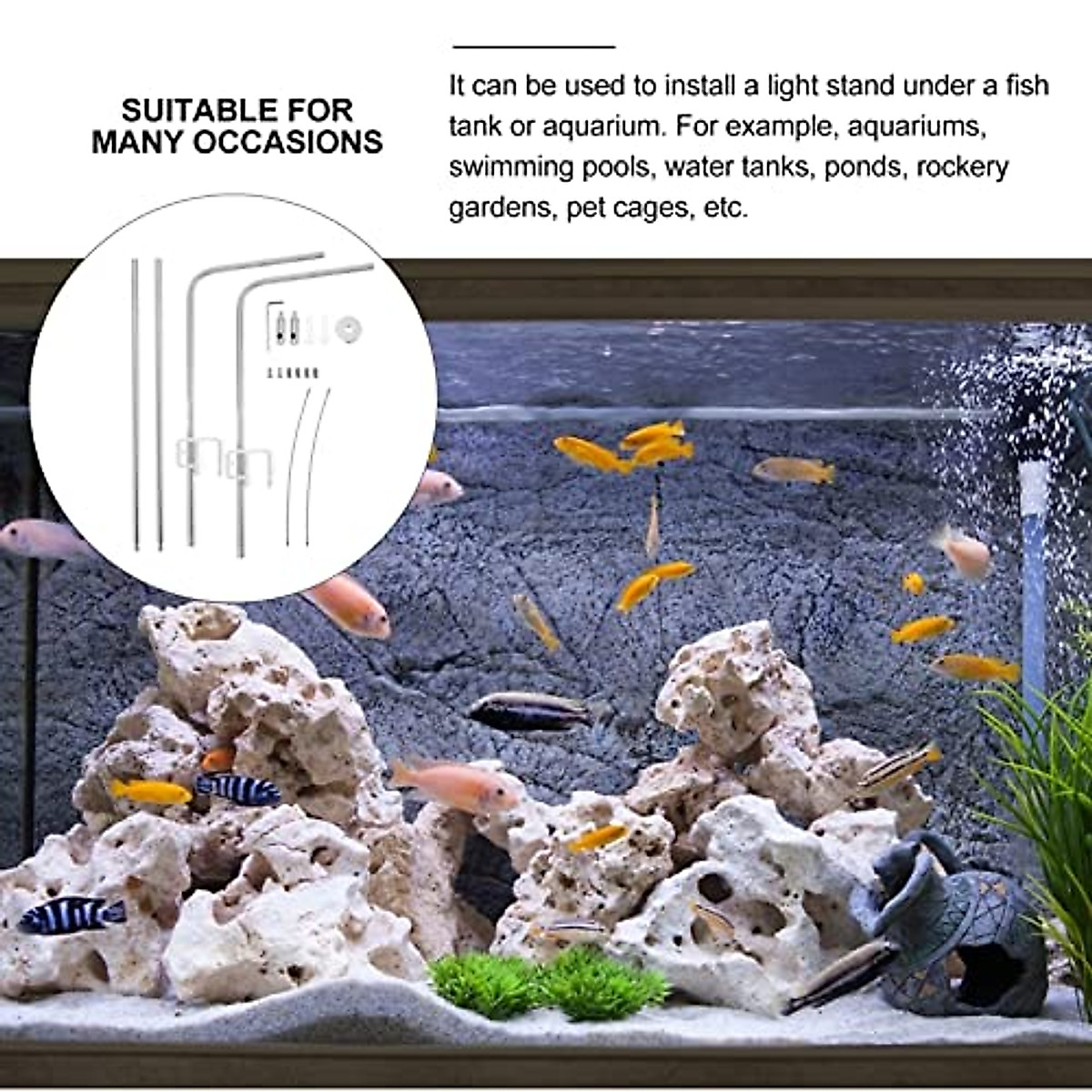 iplusmile Fish Tank Accessory Aquarium Lighting Holder Fish Tank Light Stand Kit, Adjustable Fish Tank Light Rack Aquarium Stand for Aquatic High LED Light Lamp Light Hanging Bracket