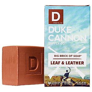 Duke Cannon Supply Co. Big Ass Brick of Soap Bar for Men Leaf + Leather (Amber & Woodsy Scent) Multi-Pack - Superior Grade, Extra Large, Masculine Scents, All Skin Types, Paraben-Free, 10 oz (6 Pack)