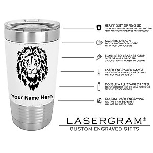 LaserGram 20oz Vacuum Insulated Tumbler Mug, Mermaid, Personalized Engraving Included (Faux Leather, White)