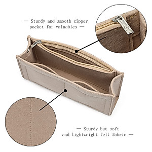 Joqixon Mini Felt Purse Organizer Insert Small Tote Bag organizer with Zipper