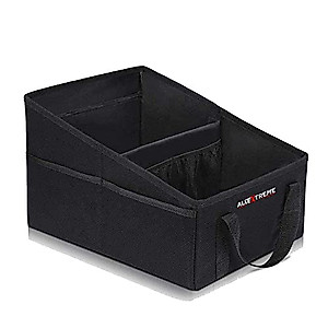 Trunk Organizer Backseat Large Anti-slip Multi-compartment Foldable Storage Utility Tool Space Saver Bag for Cars, SUVs & Trucks, Black (EX-IT-05)