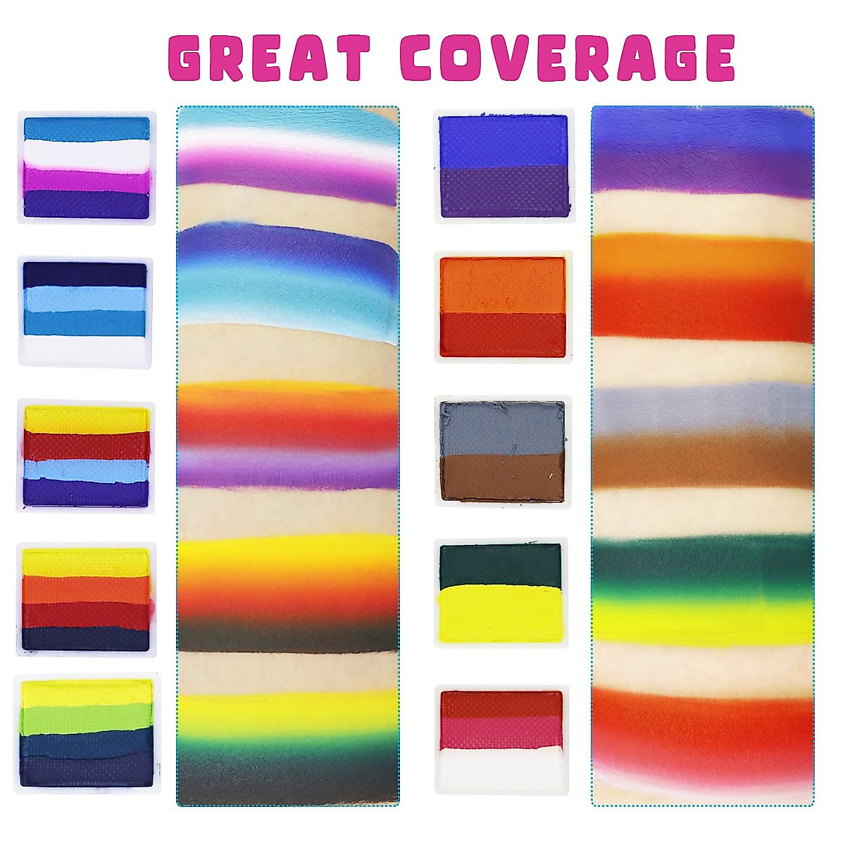 Bowitzki Professional Face Painting Kit For Kids Adults 12 x 10gm Face Paint Set Stencil One Stroke Split Cake Palette Non Toxic Rainbow Cakes Flora Unicorn Body Makeup Halloween Christmas Easter