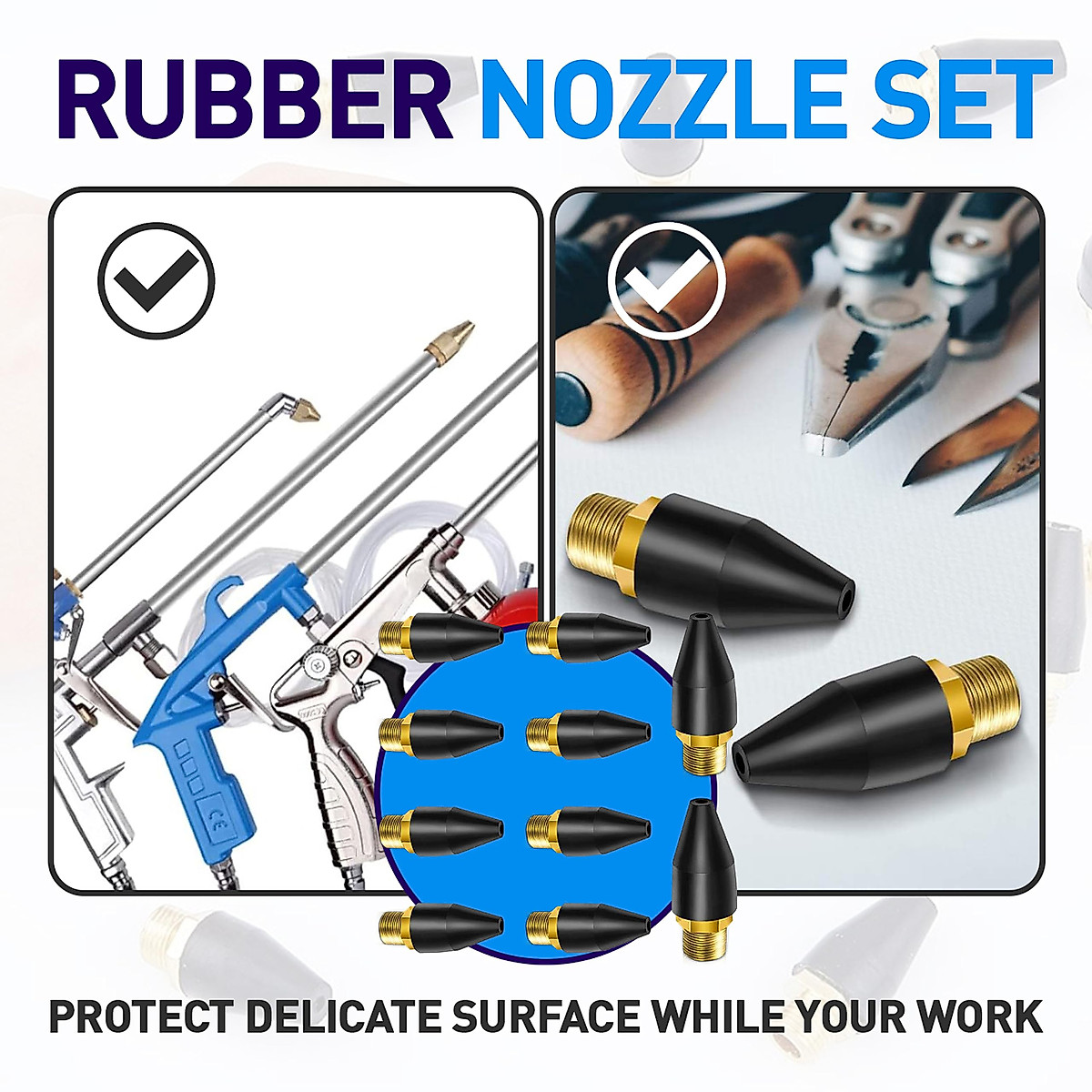 10 Pcs Rubber Air Tool For Air Nozzle Tip, Blow Gun Rubber Tip For Air Tool, Parts Air Nozzle For Air Blow Guns Tool For Air Tool Parts & Accessories Air Blow Guns Tool Black