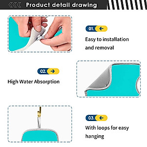 UMIRIKO Teal Kitchen Faucet Absorbent Mat, 2 Pack Sink Splash Guard, Sink Faucet Mat for Kitchen Bathroom 23.6''x5.5'' Teal