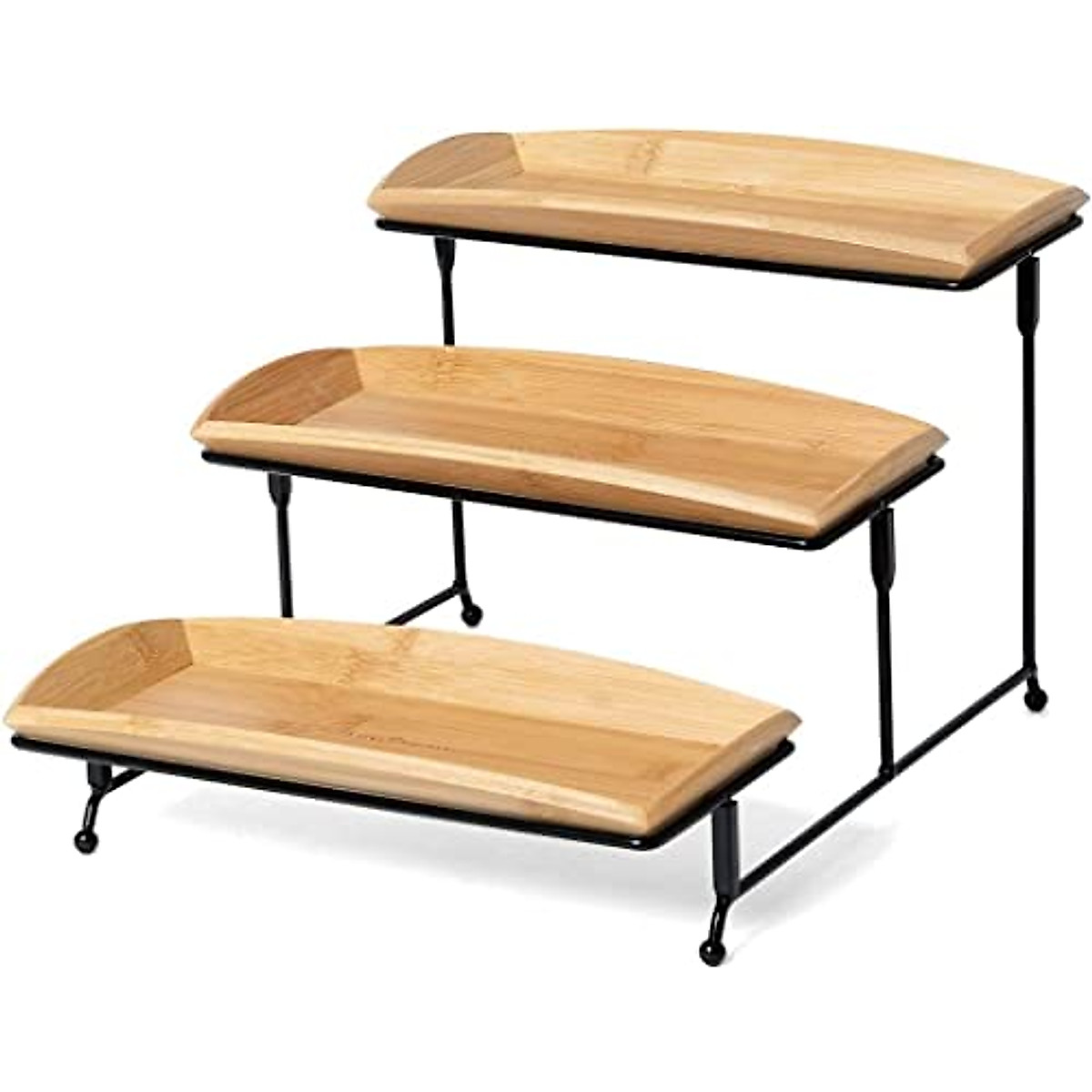 Nature's Kitchen Bamboo Wood Serving Tray Set for Dessert Coffee Appetizers, 3 Pack of 12 x 5.75 Inch Serving Platters