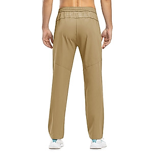 TBMPOY Men's Outdoor Lightweight Hiking Mountain Pants Running Active Jogger Pants Khaki XXL