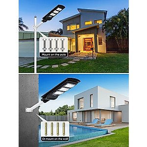 Teiisuoa 180W Solar Street Light Outdoor, 12000LM IP66 Waterproof Solar Motion Sensor Lights, Dusk to Dawn Solar LED Light Lamp with Remote Control for Parking Lot, Yard, Path, Garage & Garden, 4 pack