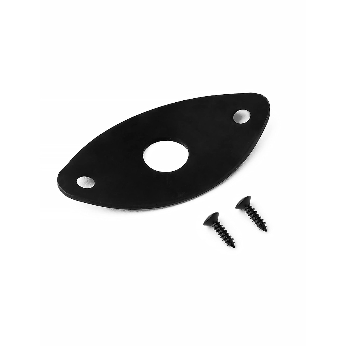 Bogart Guitar Jack Socket Plate Curved Oval Football Style Output Jack Plate Compatible with Les Paul Ibanez Jackson Guitar or Bass with Mounting Screws Black. (HJ 003-BK)