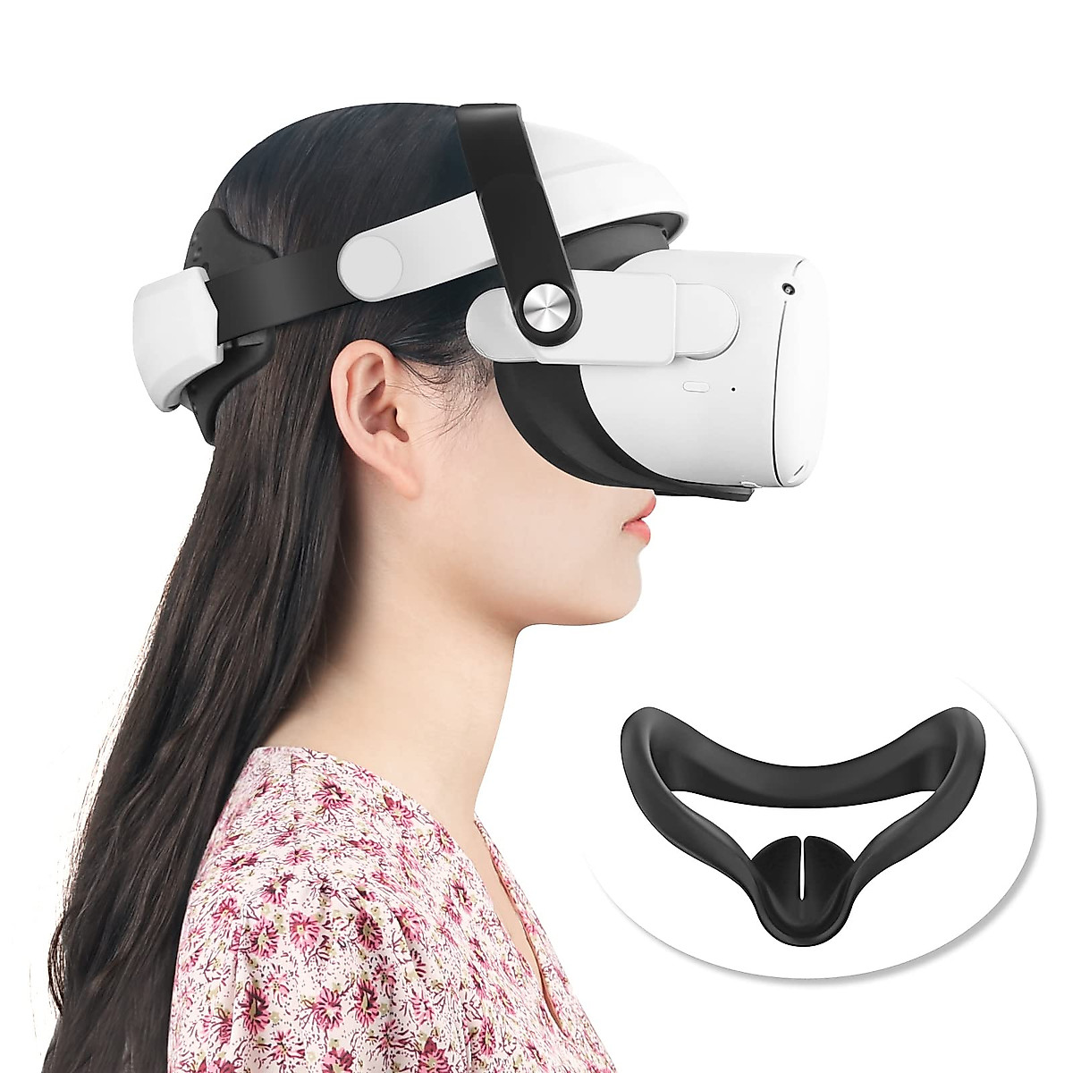 Esimen M3 Head Strap Compatible for Oculus Quest 2, Reduce Facial Pressure,Replacement Elite Strap for Meta Quest 2 Face Cover Light Blocking, Washable VR Accessories (M3-White)