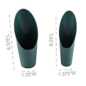 HOME-X Soil Scoops, Small Gardening Tools, Potting Scoopers, Bonsai Tool, Set of 2 Different Sizes – Green- 6 ½” x 2 ½ “ and 6 ¼ “ x 1 ¾ “