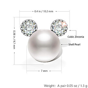 PANSTAR Pearl Earrings for Women Cute Stud Hypoallergenic Sterling Silver Ear posts Small Mini Mouse Earrings For Women| Jewelry for Women| Come with Gift Box
