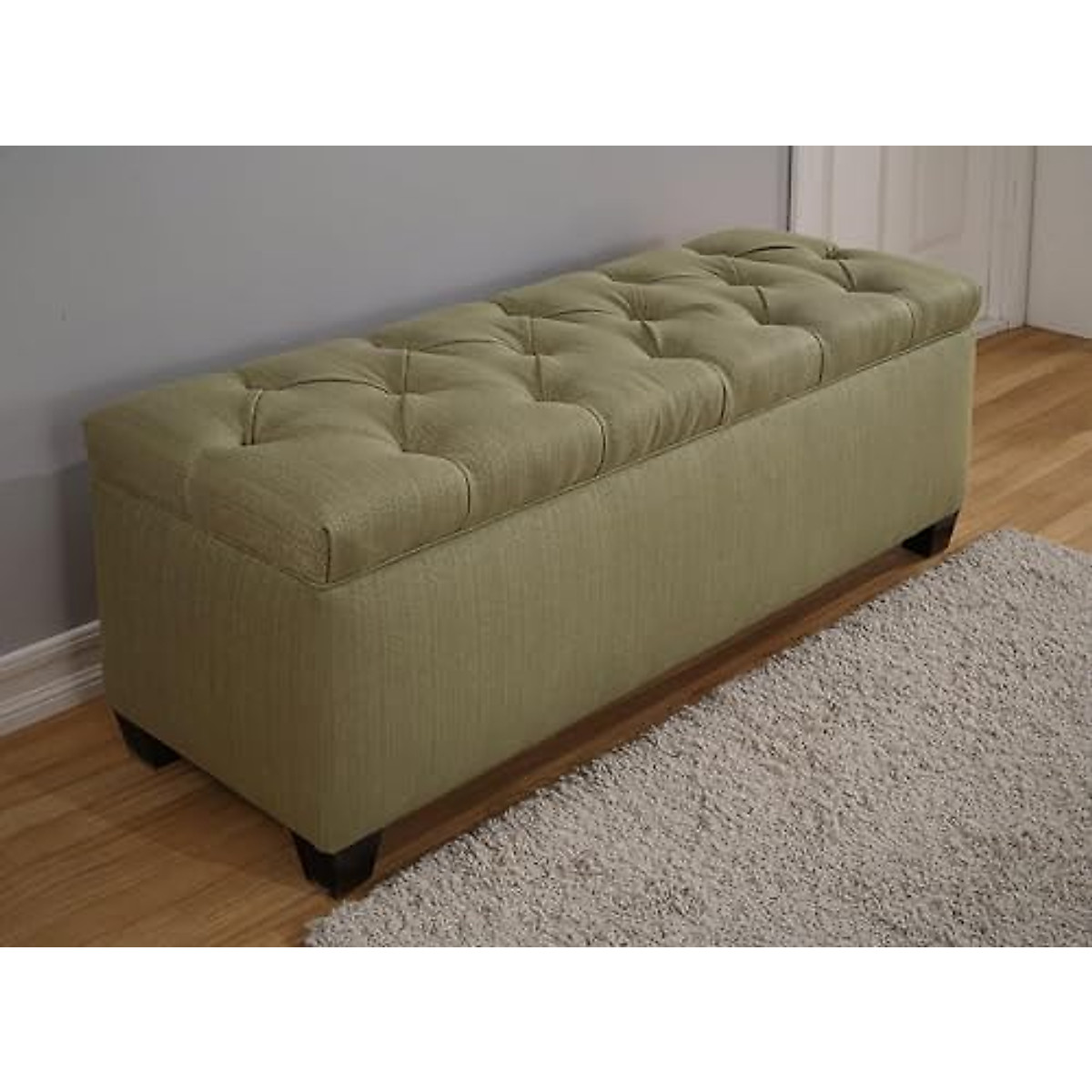 The Sole Secret Diamond Tufted Shoe Ottoman Storage Bench for Bedroom or Entryway, Adjustable Wooden Inserts, Stores up to 36 Pairs, Easy-Open Hinged Lid, Large, Candice Ivy