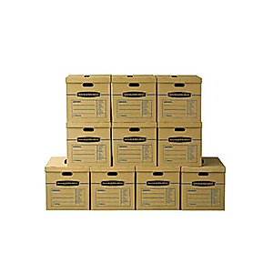 Bankers Box SmoothMove Classic Moving Boxes, Tape-Free Assembly, Easy Carry Handles, Large, 21 x 17 x 17 Inches, 10 Pack