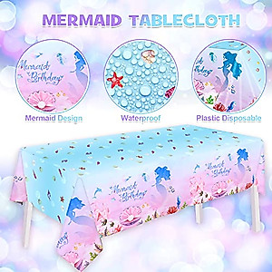 Winrayk Little Mermaid Birthday Party Decorations for Girls Pink Mermaid Balloon Arch Garland Backdrop Tablecloth Mermaid Tail Shell Star Bobo Balloon Princess Ariel Mermaid Party Decorations Supplies
