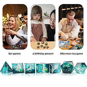 DND Dice Set Dungeon and Dragons Sharp Edge Dice Handmade Resin Polyhedral Dice RPG D20 Role Playing Gaming Dice for Party Games… (Style 5)