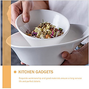 Luxshiny Ceramic Salad Bowls Porcelain Serving Dish White Angled Ceramic Bowls Large Salad Mixing Bowl for Weddings Events Birthday Party Soup Rice Prep