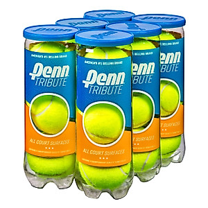 Penn Tribute All Courts Felt Pressurized Tennis Ball, 6 Cans, 18 Balls
