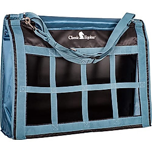 Classic Equine Topload Hay Bag, Black-Ocean Blue