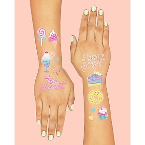 xo, Fetti Donut Party Valentine's Day Supplies Temporary Tattoos - 48 Glitter Styles | Dessert Birthday, Ice Cream, Cupcake, Candy, Vday
