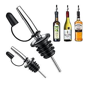 Pafusen 12 Pack Stainless Steel Speed Pourers Spouts with Tapered, Liquor Pourers with Rubber Cap, Hygienic, Dishwasher Safe, Fits most Classic Bottle's Lip up to 3/4" (12)