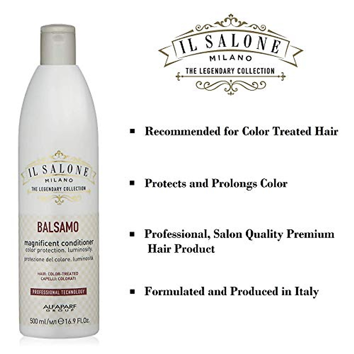 Il Salone Milano Professional Magnificent Conditioner for Color Treated Hair - Protects and Prolongs Color - Premium Quality - 16.91 Fl. Oz. / 500ml