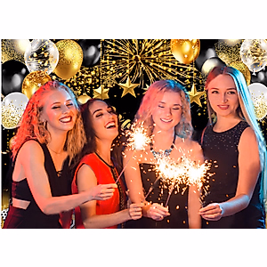 CYLYH 10X8FT 2025 New Year Backdrop Black and Gold Background New Year Holiday Party Banner New Year Decoration New Year Christmas Party Decorations Banner D599