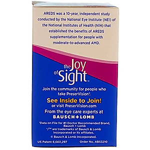 Bausch and Lomb Preservision Eye Vitamin and Mineral Supplements with Areds, 60 sgels