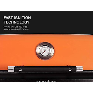 Everdure FORCE 2 Burner Gas Grill, Liquid Propane Portable BBQ Grill with Die-Cast Aluminum Body and Fast-Ignition Technology, 388 Square Inches of Grilling Surface, Adjustable Height, Orange