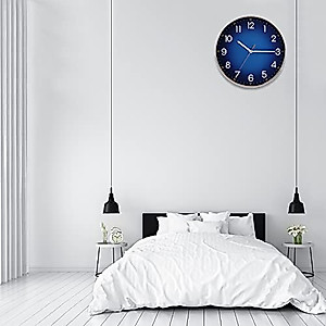 Navy Blue Wall Clock, 12" Modern Round Wall Clocks, Quality Quartz Silent Non-Ticking Wall Clock, Decor Wall Clocks for Living Room Bedroom KitchenHome
