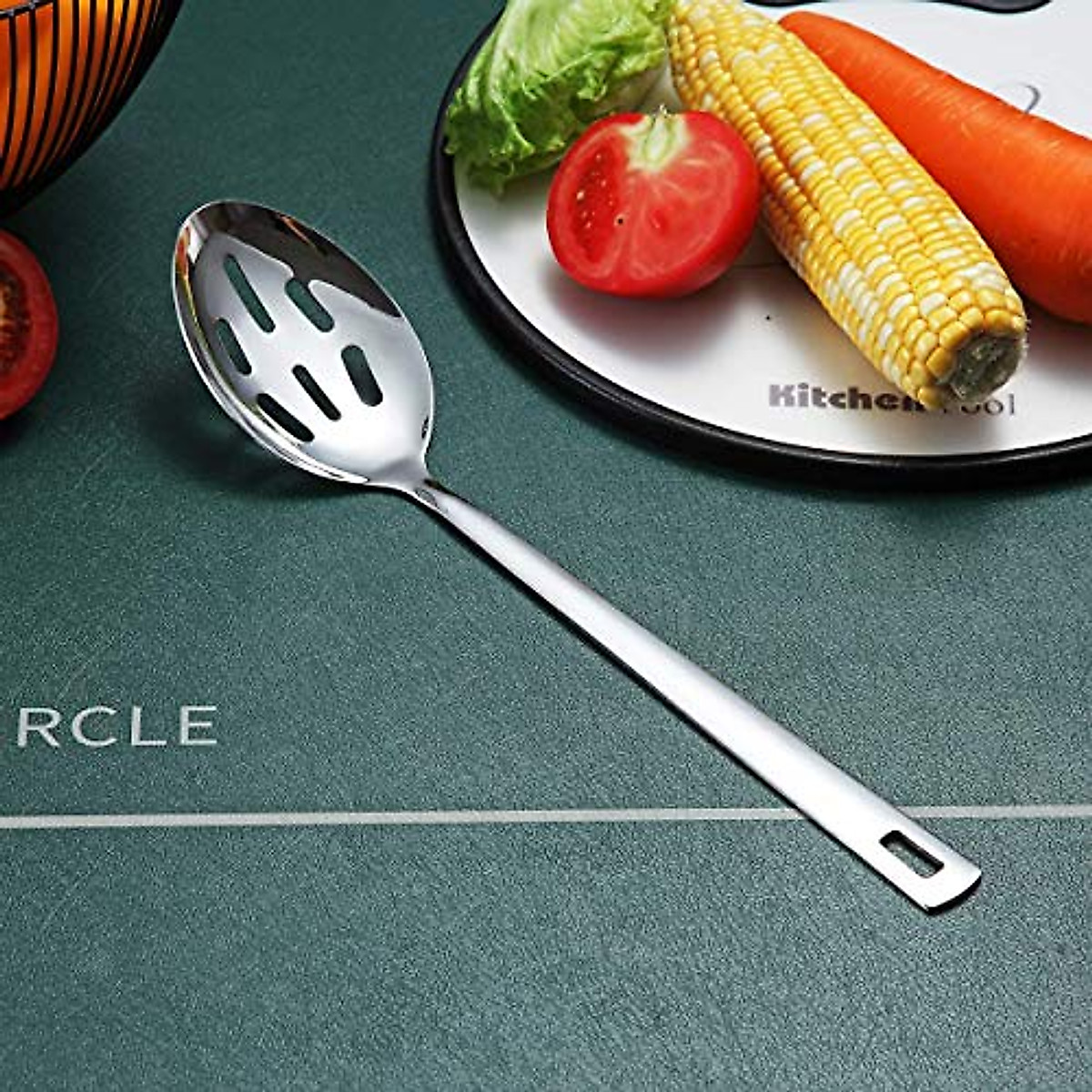 Cooking Spoon, Berglander Stainless Steel Slotted Spoon, Basting Spoon, Spoon For Cooking, Kitchen Serving Spoon Non-Stick And Heat Resistant,Dishwasher Safe, Easy to Clean