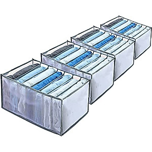 KIKILIE 4 PC Wardrobe Clothes Organizer,Drawer Organizers for Clothing,Closet Organizers,Foldable Drawer Dividers for pcs Clothes/Thin Jeans Grids
