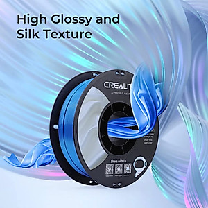 Creality Silk PLA 3D Printer Filament, Metallic Silver PLA Filament 1.75mm, High Glossy and Smooth Silk Texture, Metal Filament +/-0.02mm Precision, 3D Printing Filament 1KG/2.2lb, (Silver)