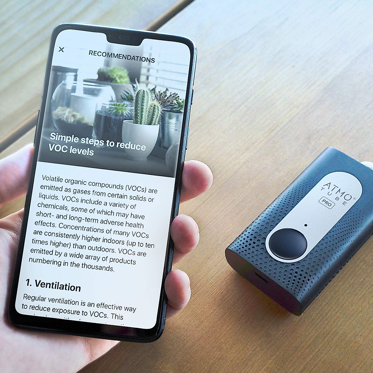 Atmotube Battery Powered Pro Portable Outdoor and Indoor Professional Air Quality Monitor [PM, VOCs, Temperature, Humidity and Barometric Pressure Tester], Pollution Meter