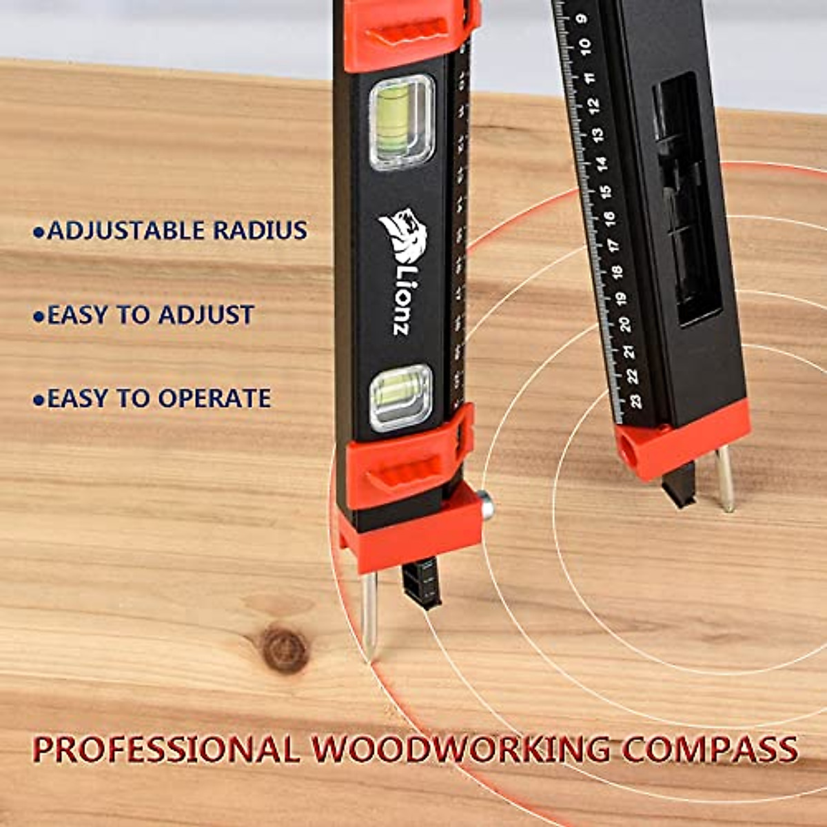 Lionz Miter Saw Protractor, 14' Multifunction Angle Finder,Measuring Level, Picture Hanging Tool with Precision Laser Scales Compass, Gift For Men, Husband, Dad, grandpa, DIY and Handyman.