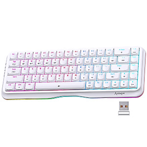 KEMOVE K68 Wireless Mechanical Keyboard Triple Mode 2.4G/BT5.1/USB-C, 60% Gaming Keyboard 68 Keys Hot Swappable Gateron Slive Switches with RGB Backlit/Lighting Strip 3000mAh Battery NKRO, White