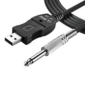 USB Guitar Cable Guitar Cord 10FT USB Male to 1/4 Inch TS Mono Jack Connector Cord Compatible Windows and MacOS Guitar Base to PC USB Connection Cable Adapter for Recording Instrument Singing